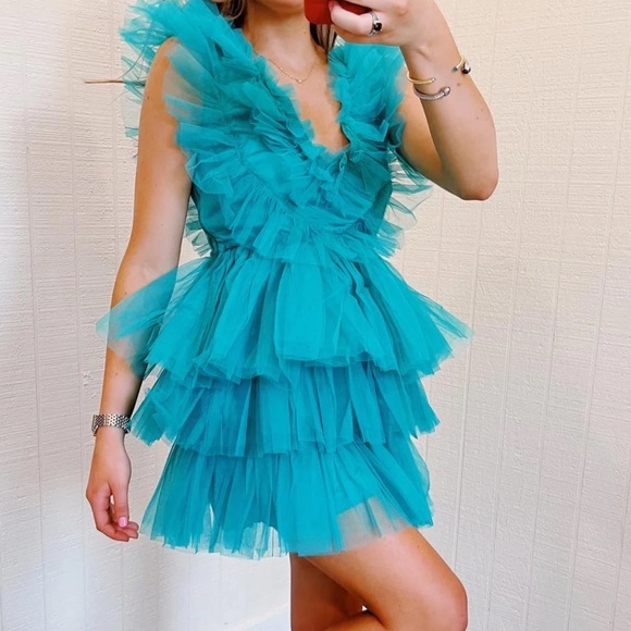 Triple Threads | Dresses | Teal Top Tier Tulle Dress | Poshmark